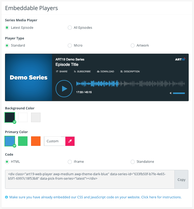 ART19 Embeddable Players – ART19